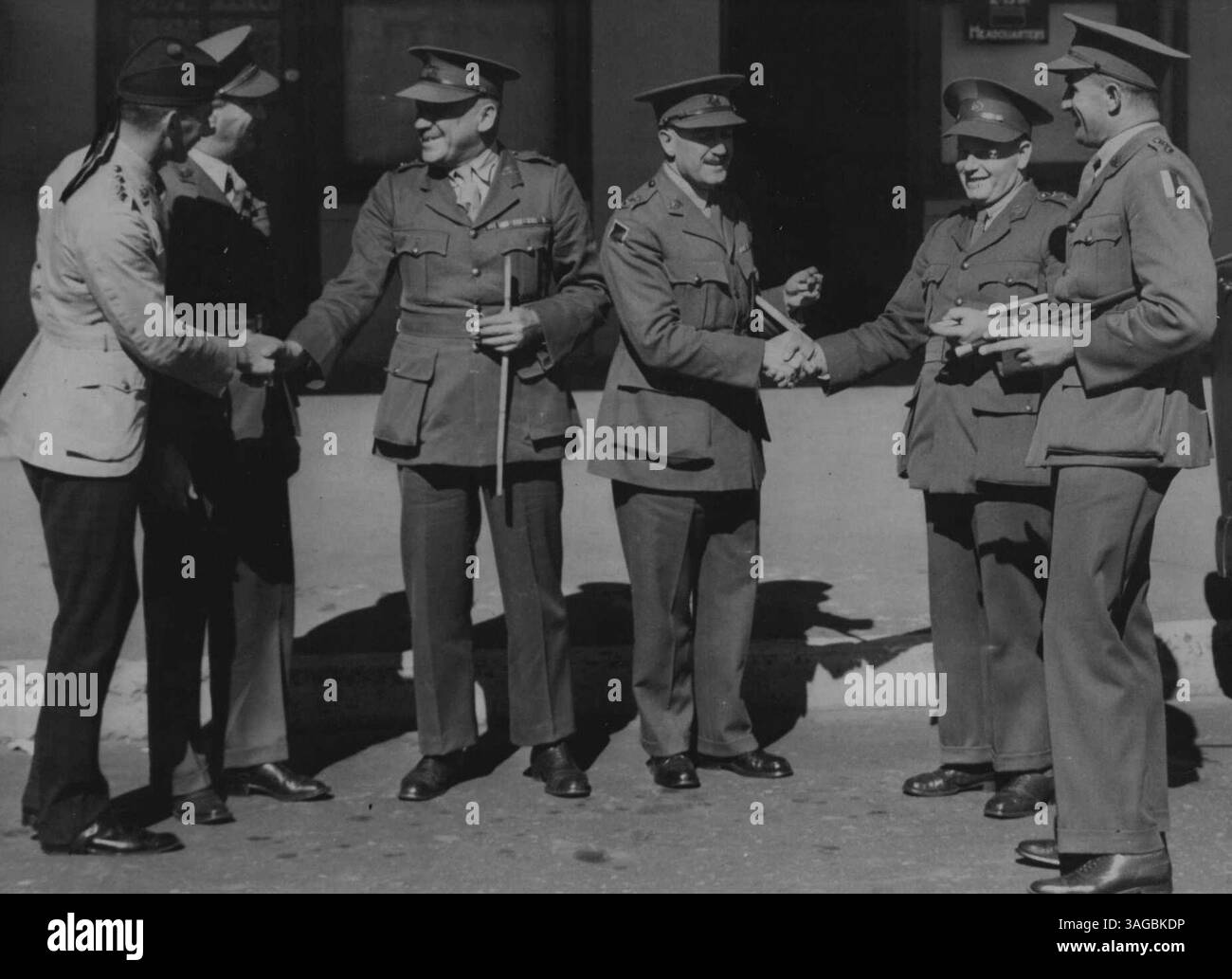 Lieutenant-Colonel A.F.Burrows, M.M.,E.D., (right) and Colonel J.W ...