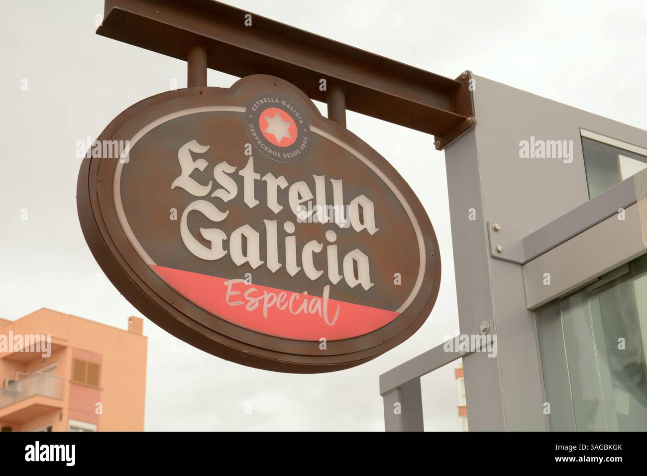 Estrella Galicia beer sign Stock Photo - Alamy