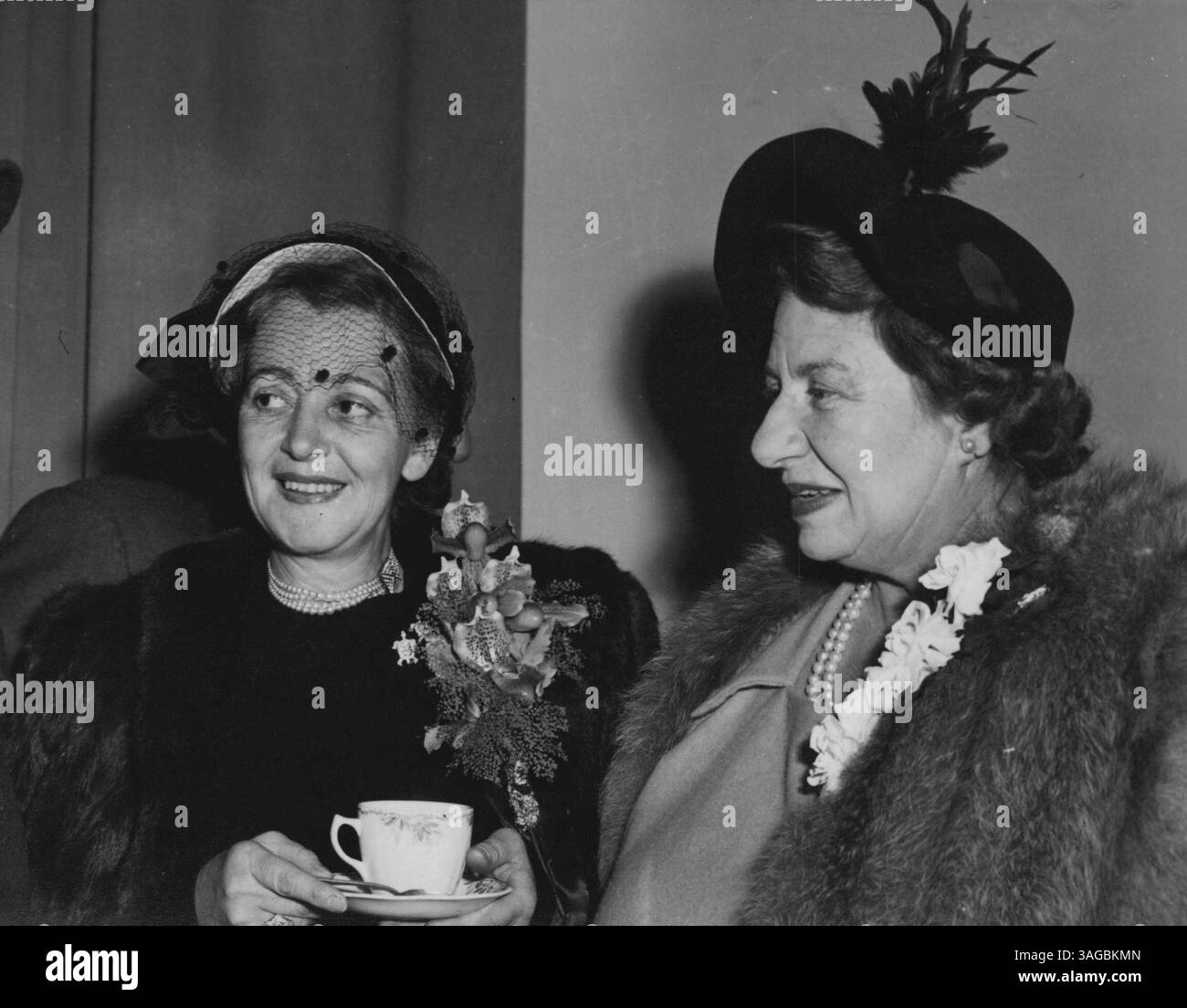 Mrs John Cain, wife of Premier of Victoria, and Lady Brookes, wife of ...