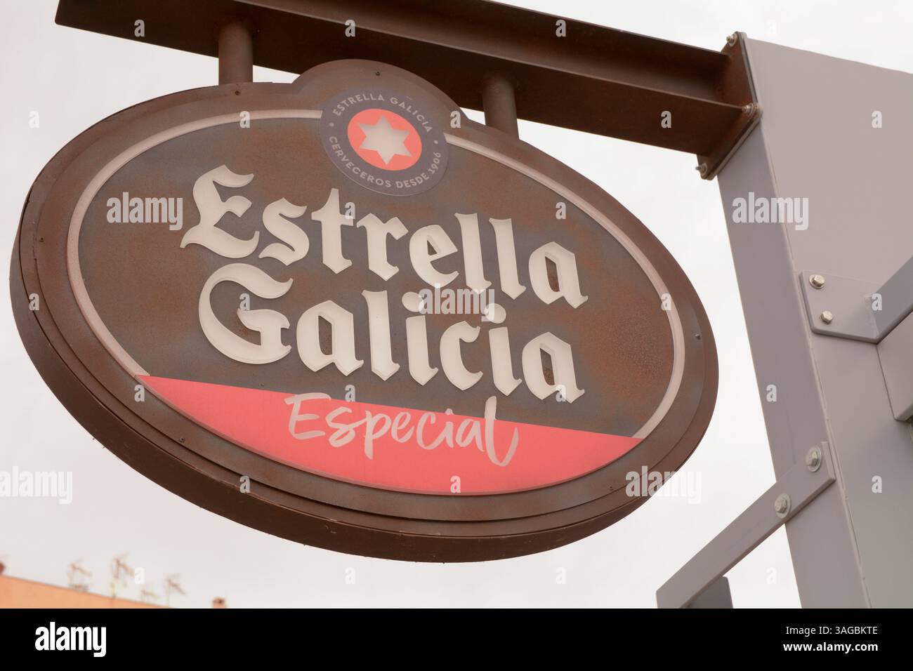 Estrella Galicia beer sign Stock Photo - Alamy