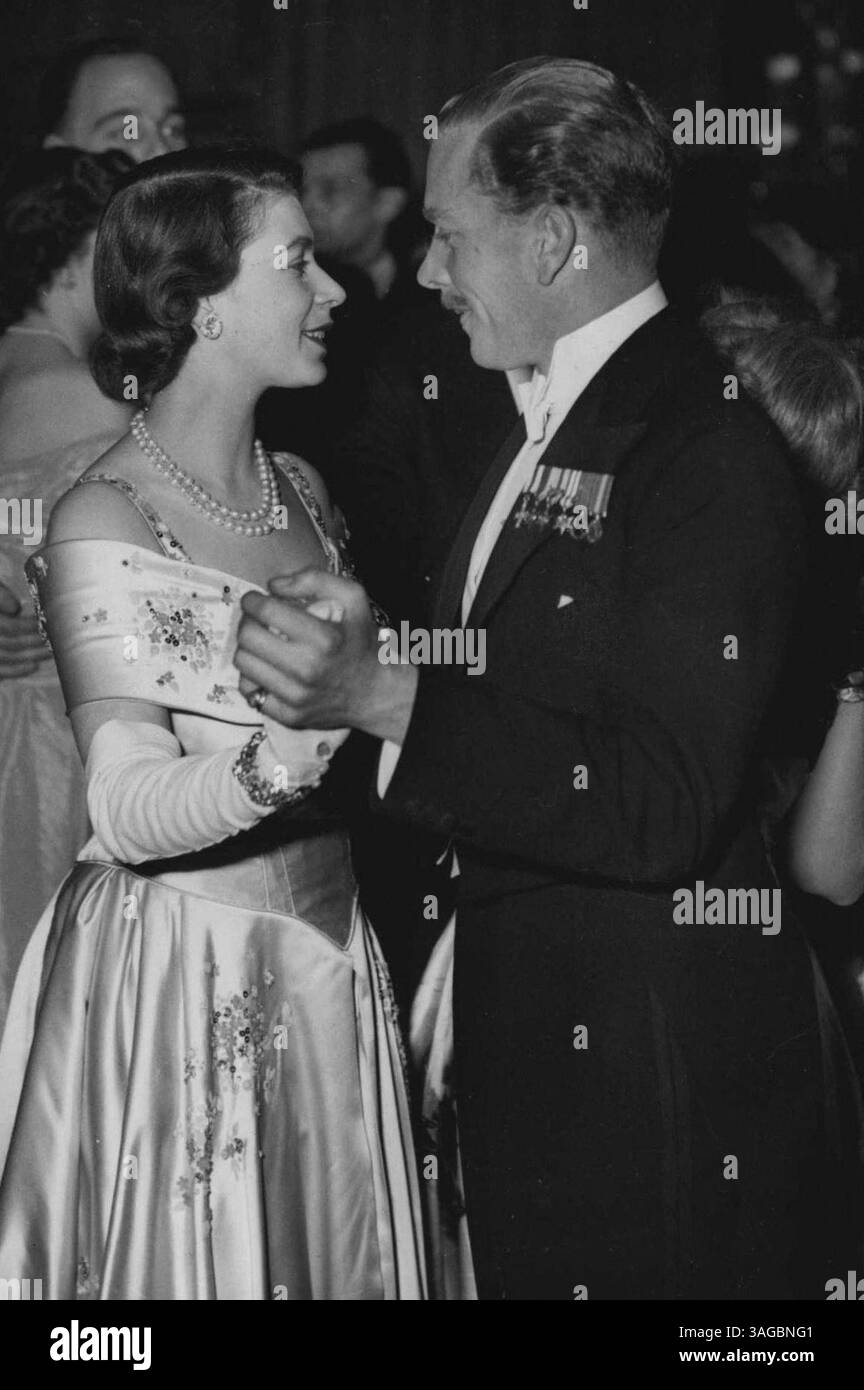 The Princess At The Ball. Photo Shows: H.R.H. Princess Elizabeth dancing with Major David ...