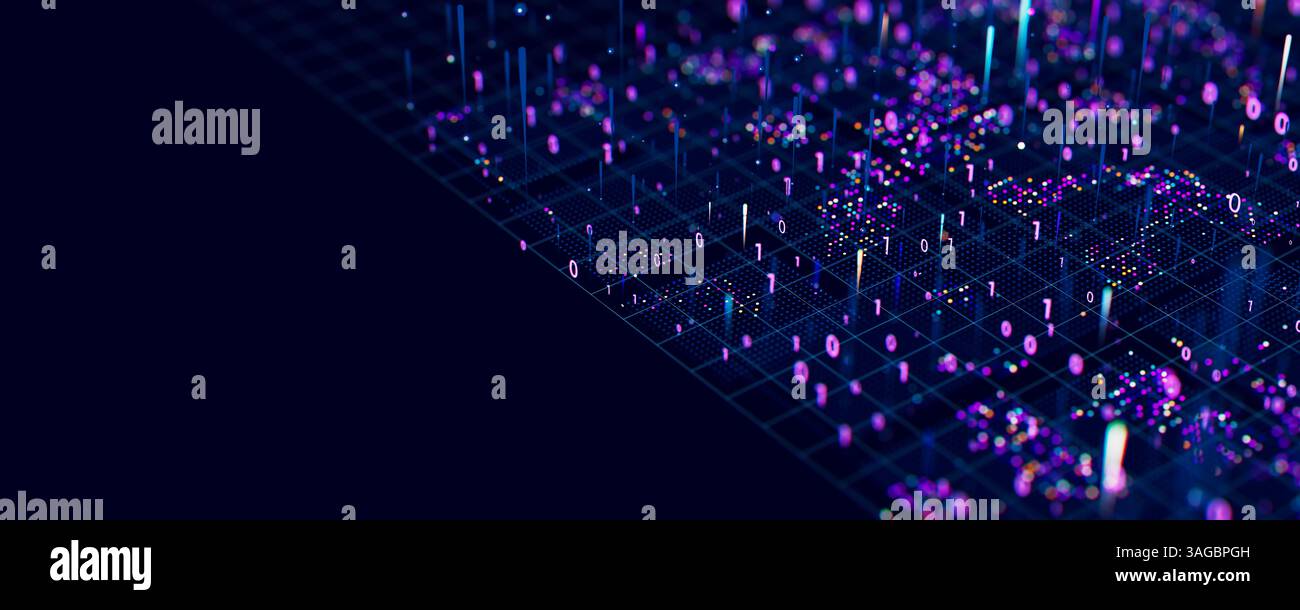 Macro of quantum computing technology. Digital patterns of big data ...