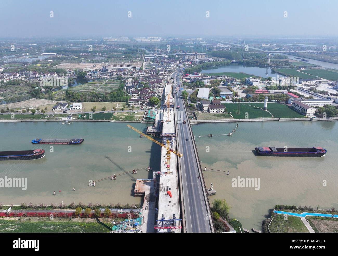 Suzhou. 8th Apr, 2025. An aerial drone photo taken on April 8, 2025 ...
