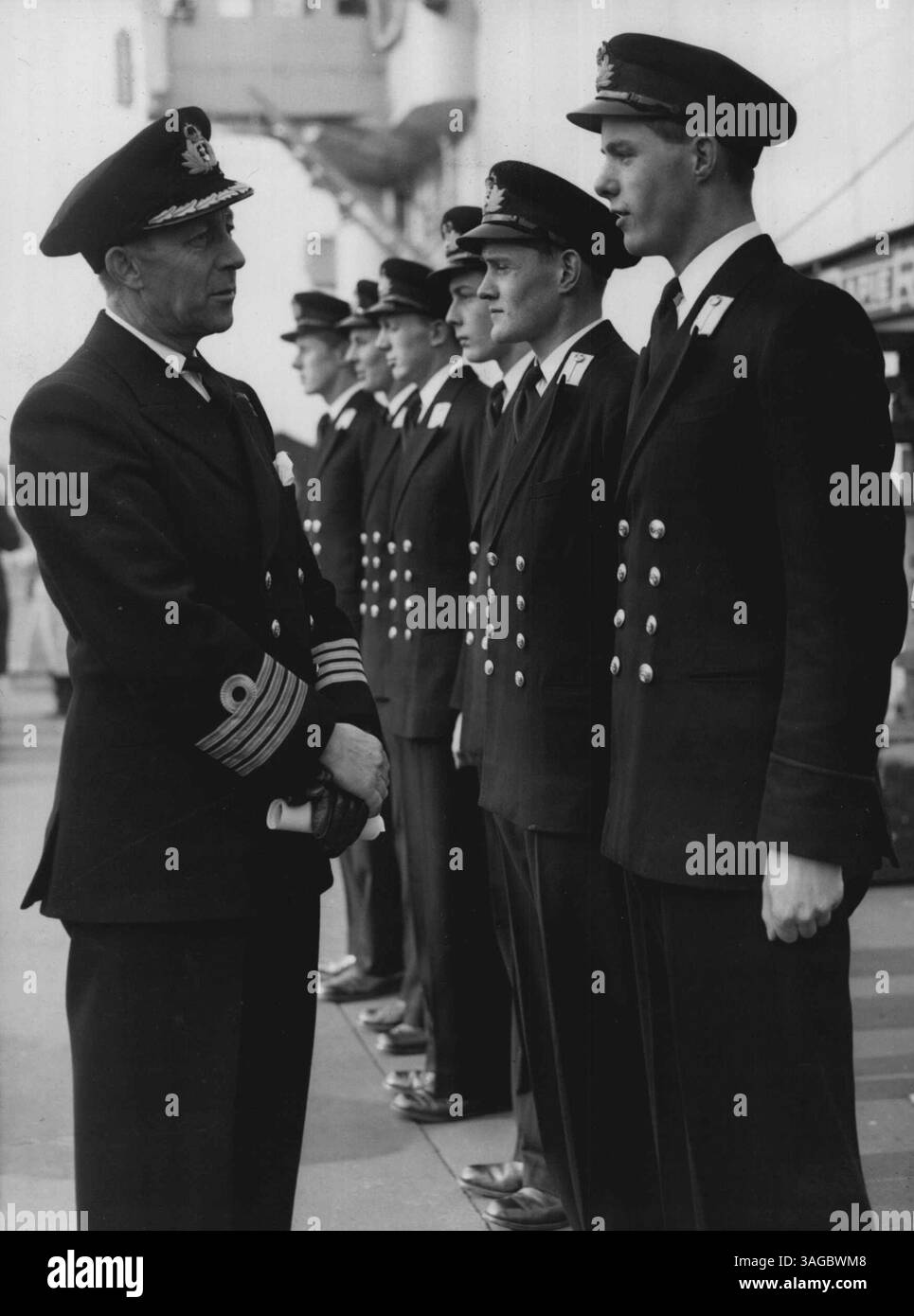 Skipper, Captain D.R.F. Campbell, welcomes the new *****, on the flight ...