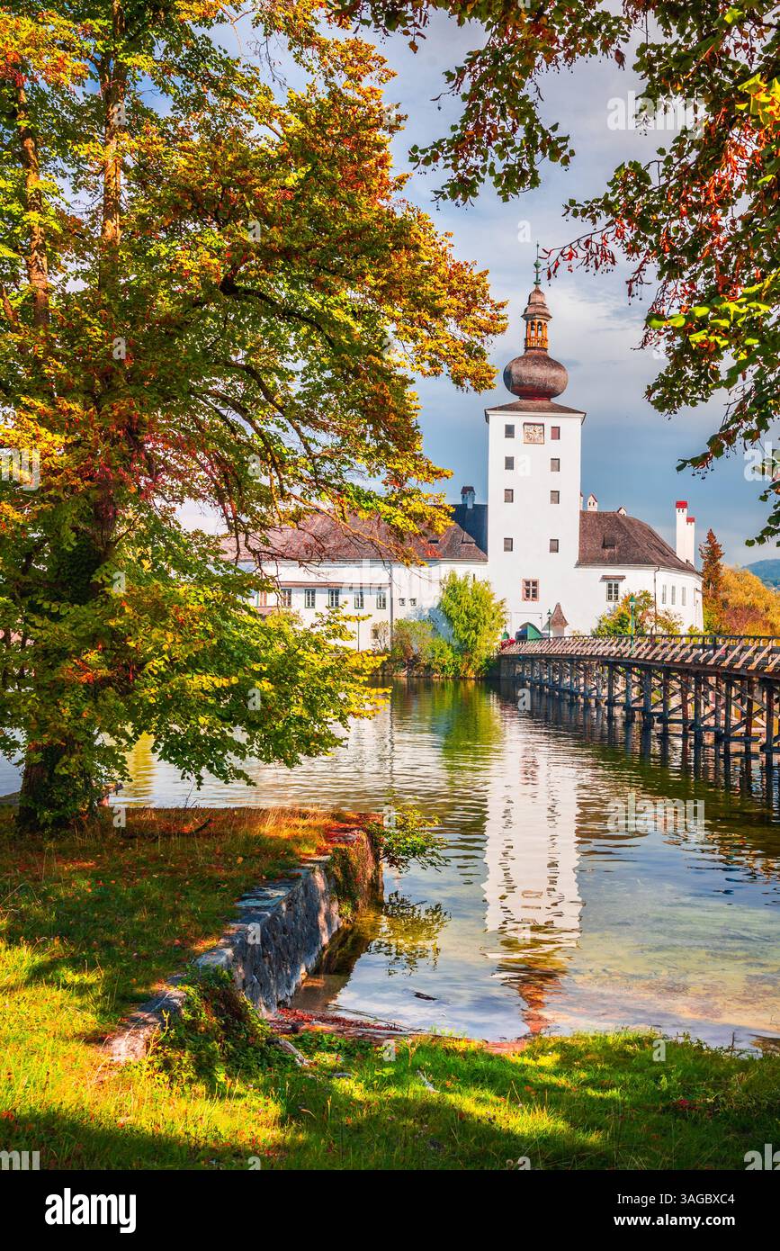 Schloss Ort, Austria. Breathtaking landscape surrounded by autumn ...