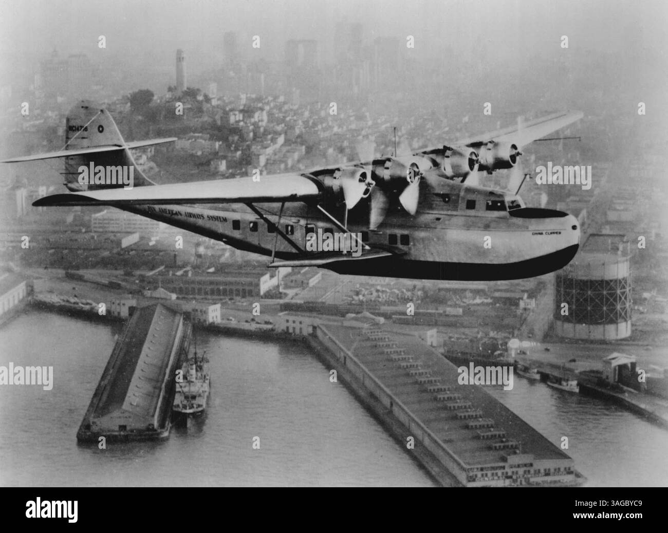 Pan Am's Martin M-130 flying boat, China Clipper, leaves San Francisco ...