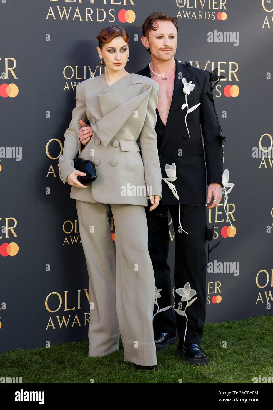 Georgie Buckland and Christopher Parkinson attend the Olivier Awards ...