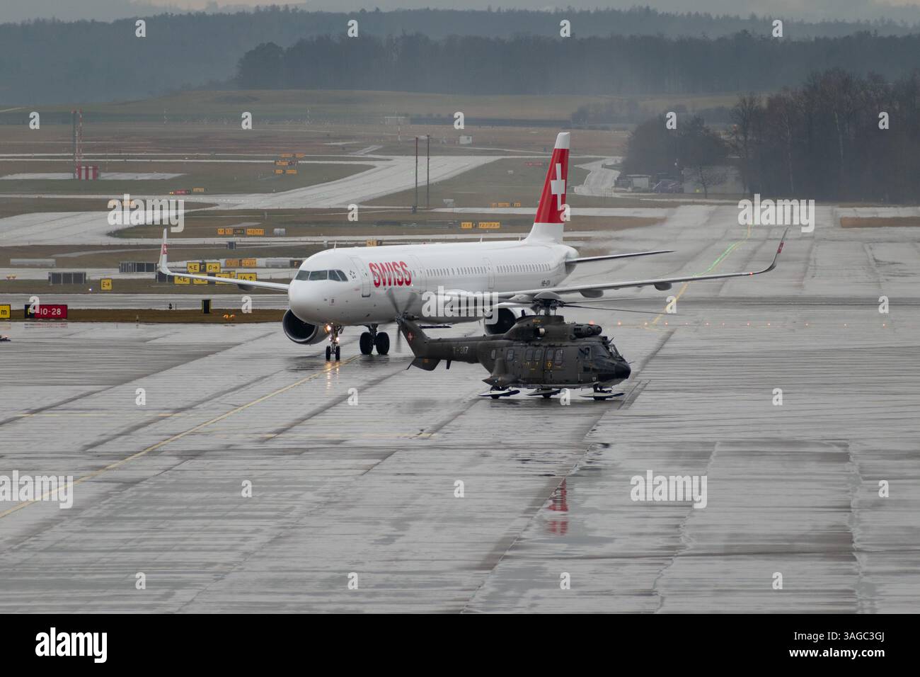 Zurich, Switzerland, January 17, 2024 Swiss Air Force Super Puma ...
