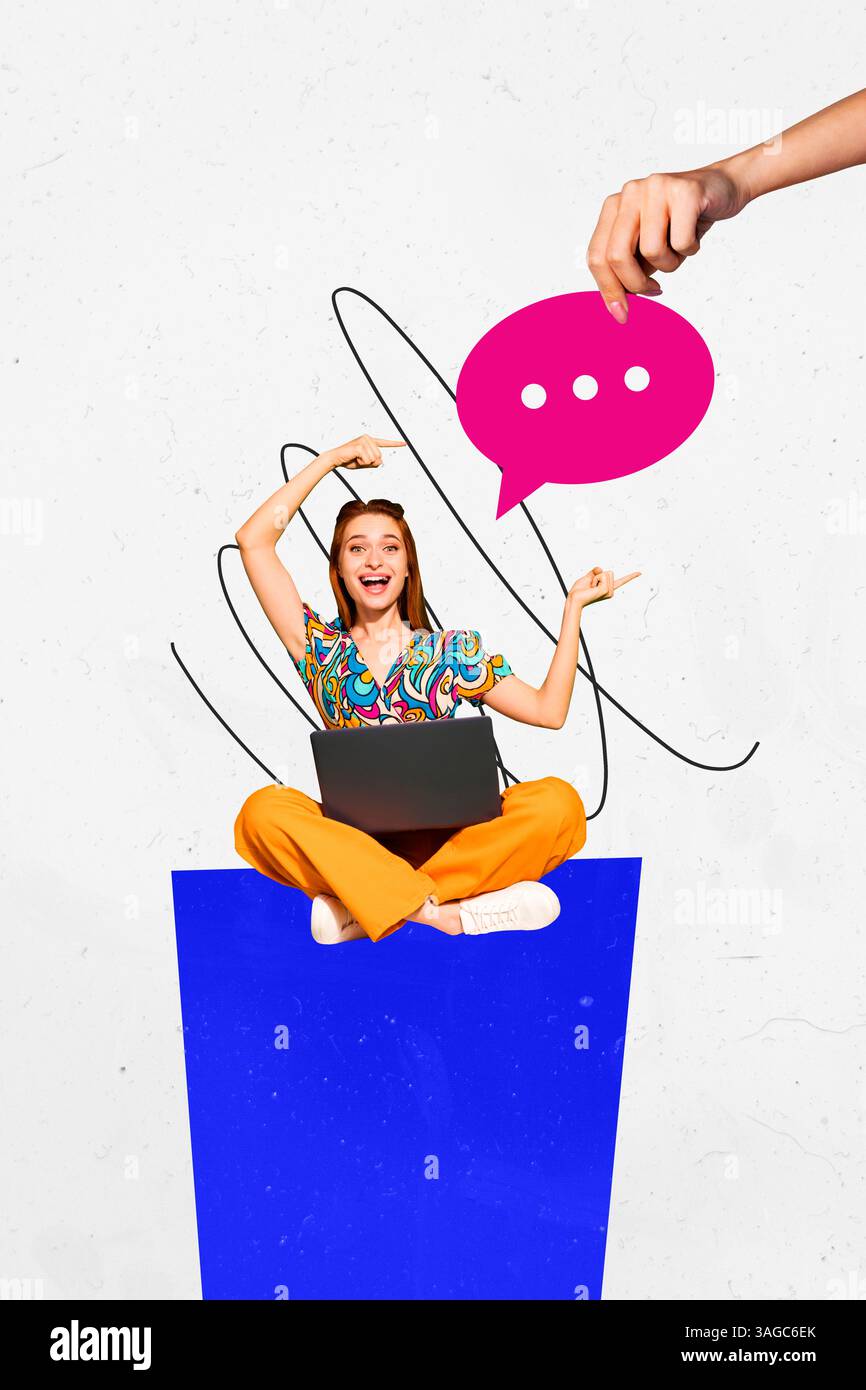 3D photo collage template trend artwork sketch of sms conversation ...