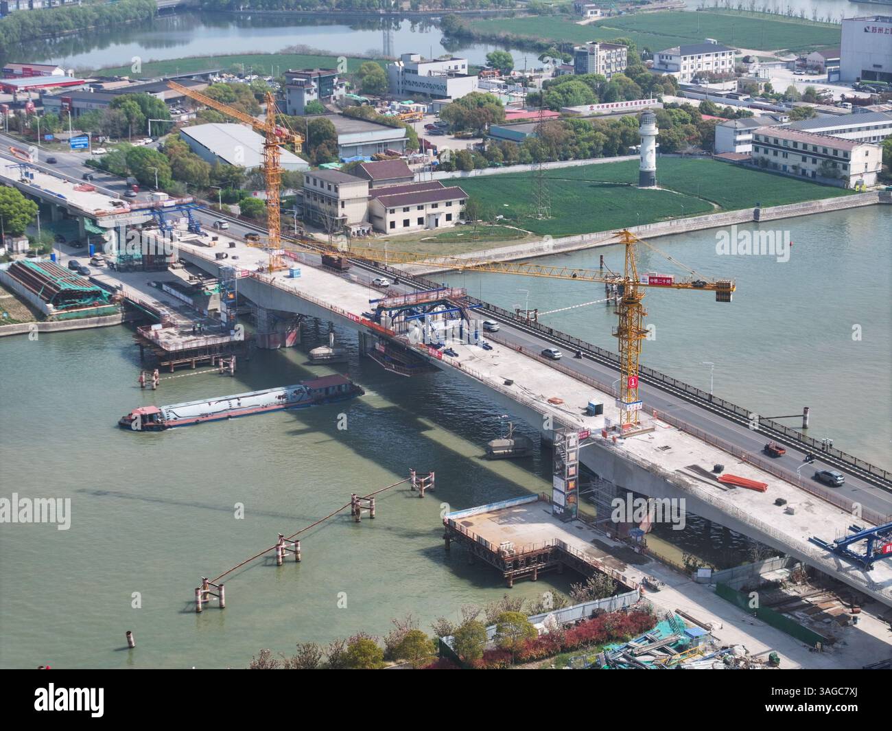 Suzhou. 8th Apr, 2025. An aerial drone photo taken on April 8, 2025 ...