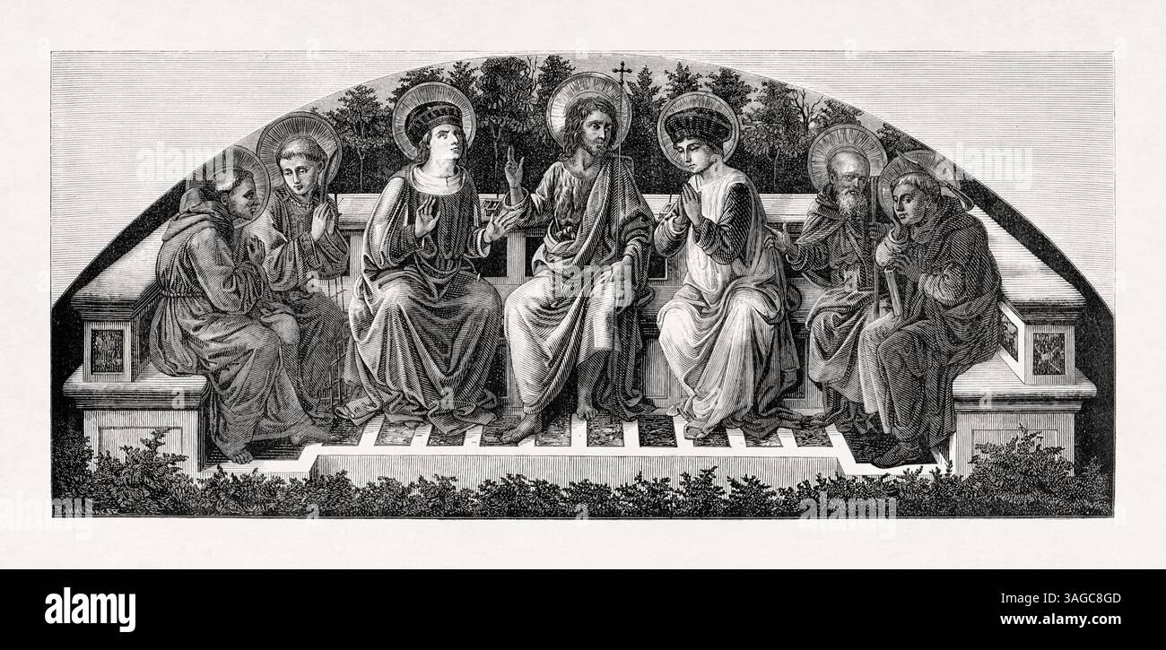 Engraving based on a a 15th-century painting by Fra Filippo Lippi ...