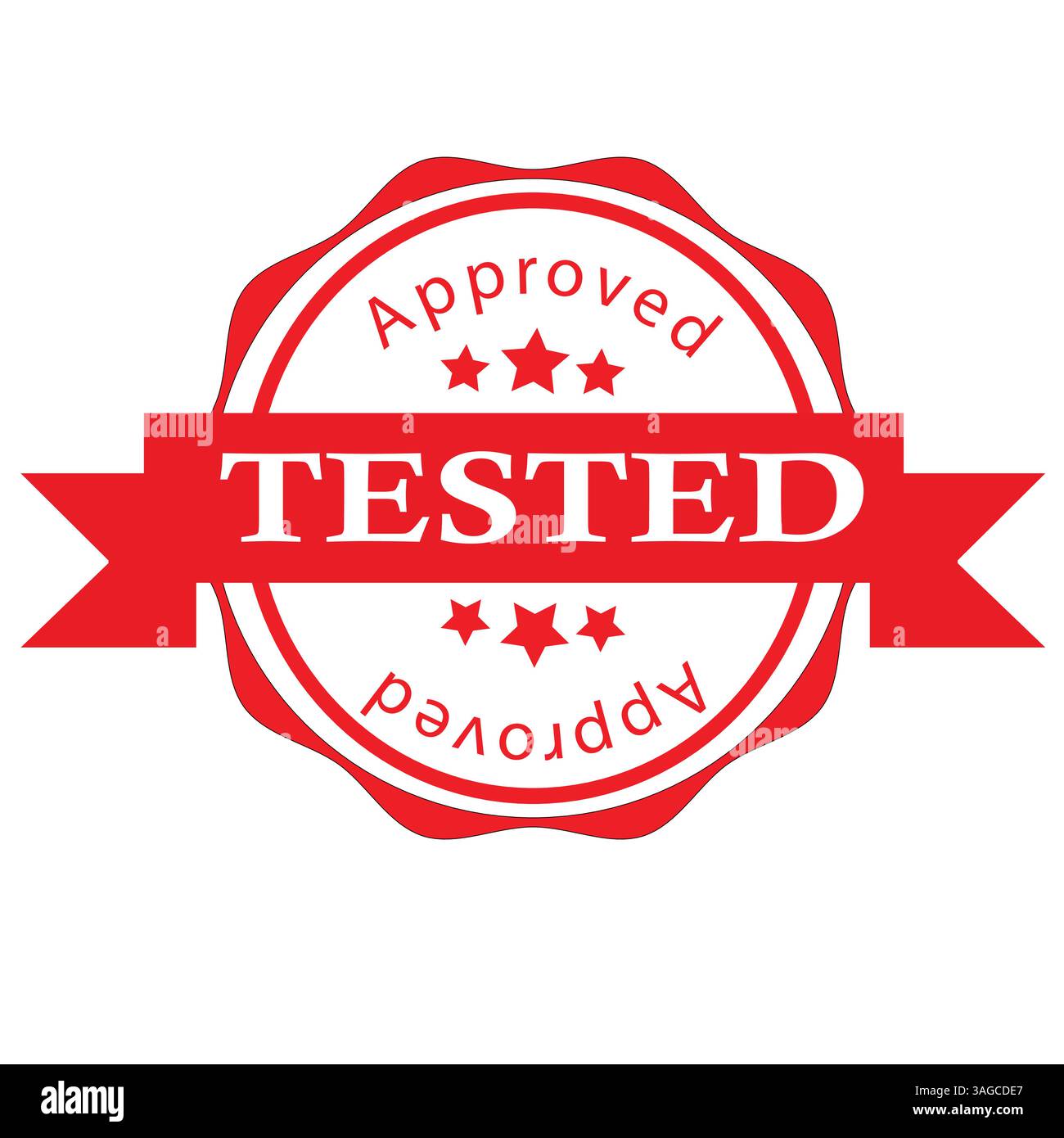 Approval Stamp Tested Quality Control Seal with Ribbon, Stars, and Bold ...
