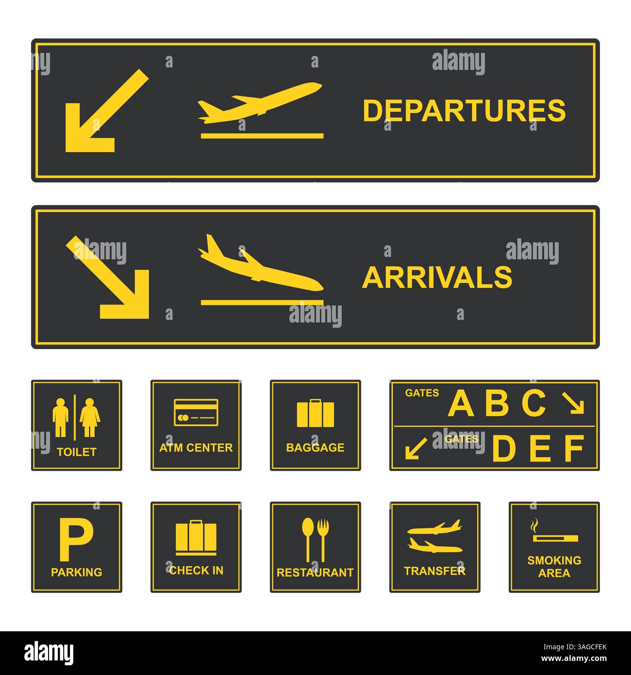 Airport information sign board on white background Stock Vector Image ...
