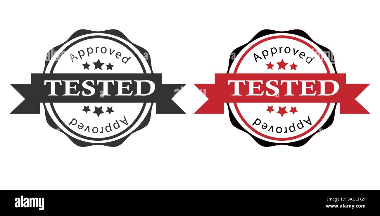 Vintage Tested Approved Rubber Stamp Set Stock Vector Image & Art - Alamy