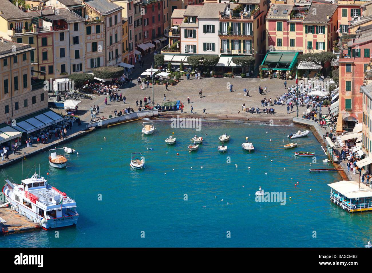 Portofino, Italy - 07 April 2025. Yachts, boats in bay of Liguria. Sea ...