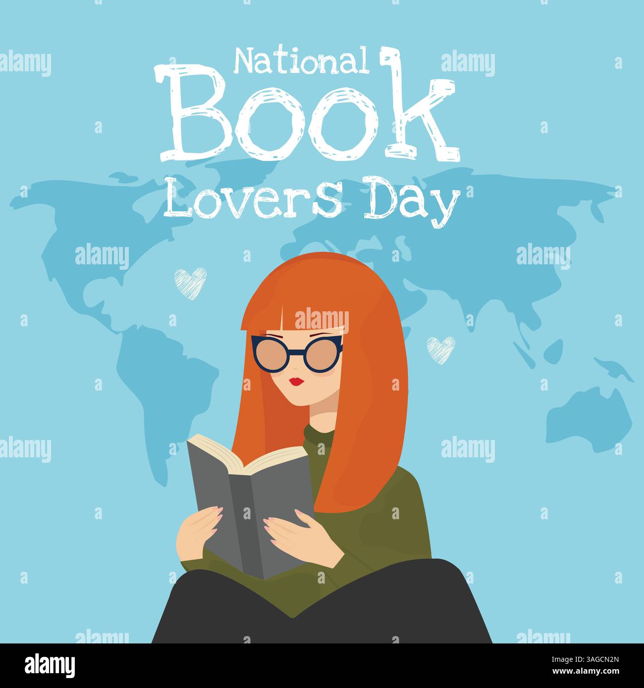 book lovers day poster flat vector illustration Stock Vector Image ...