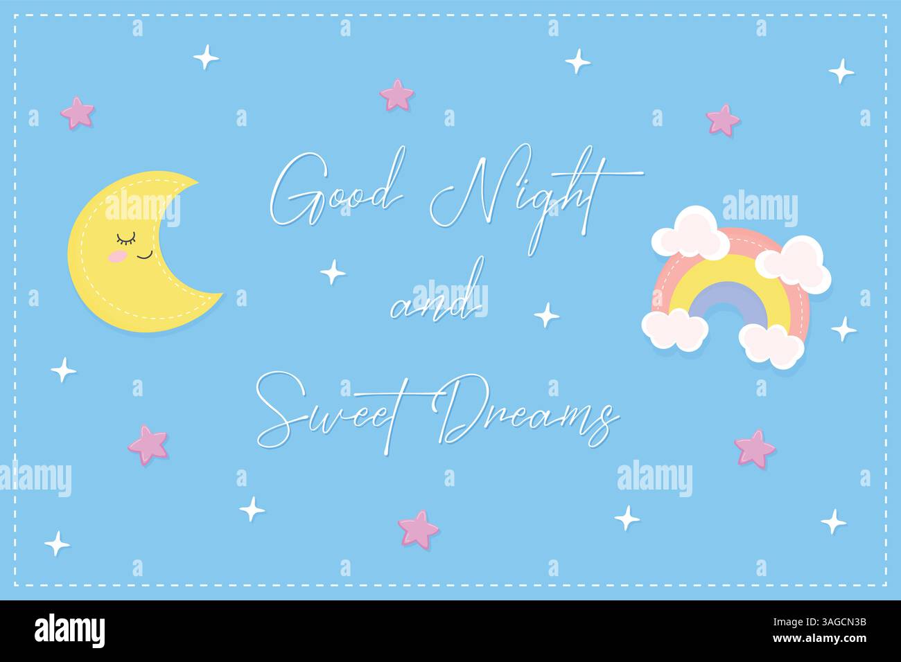 good night and sweet dreams flat vector illustration Stock Vector Image ...