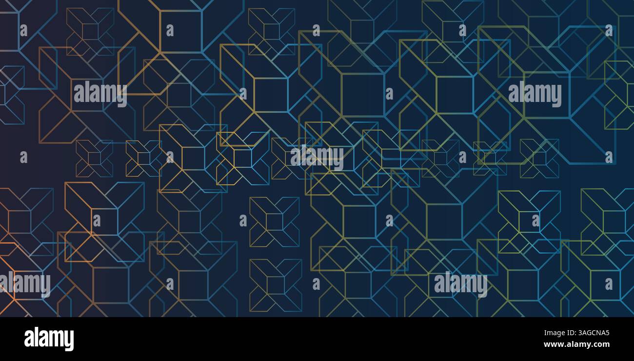 A geometric abstract pattern of offset 3D rectangular blocks in varying ...