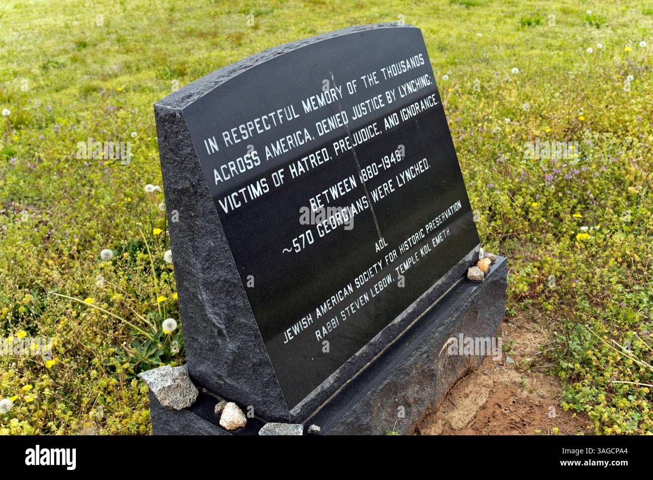 The National Anti-Lynching Memorial on the site of the 1915 lynching of Leo Frank, accused of ...