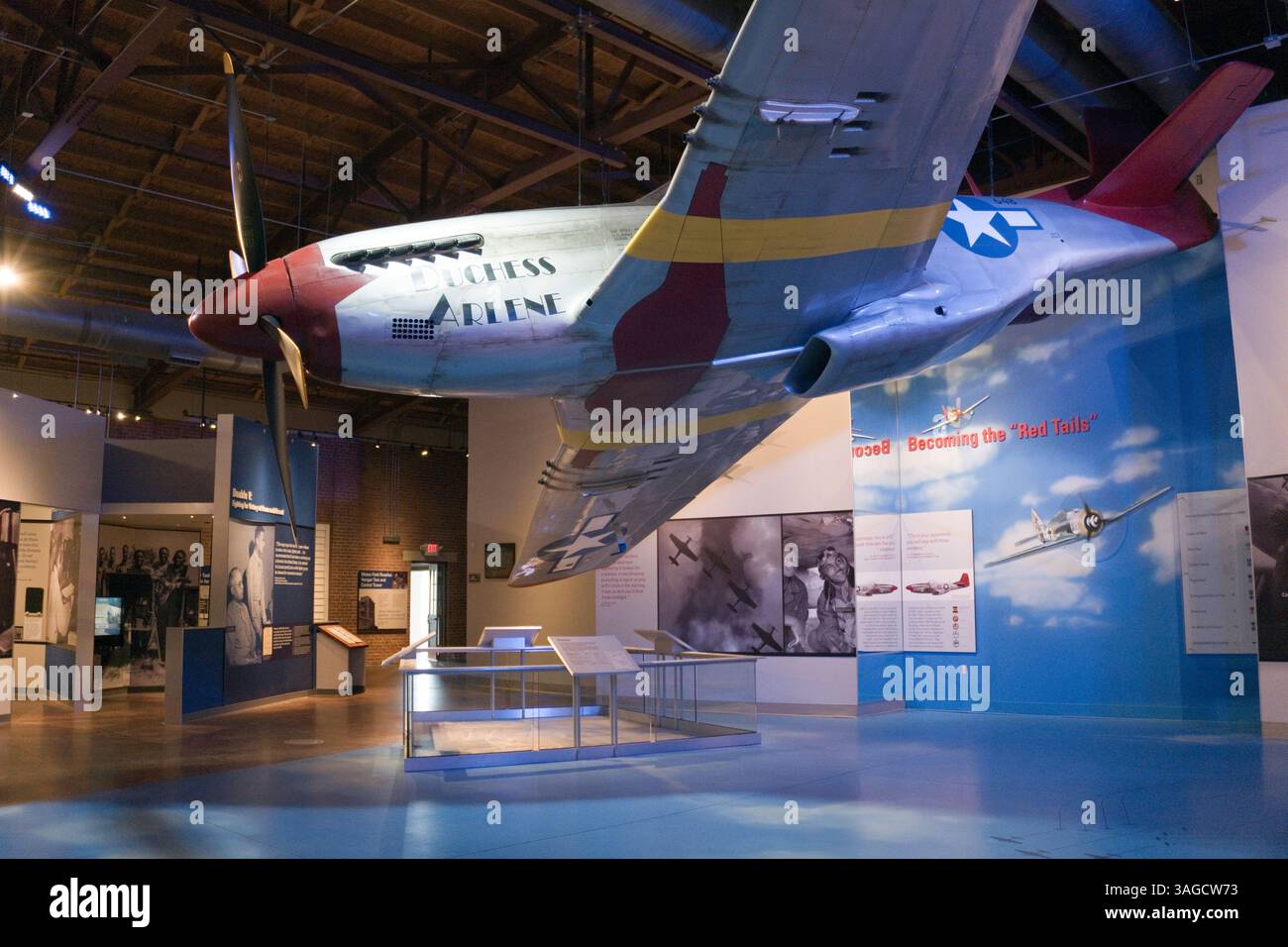 A replica P-51 Mustang fighter airplane is displayed at the Tuskegee ...