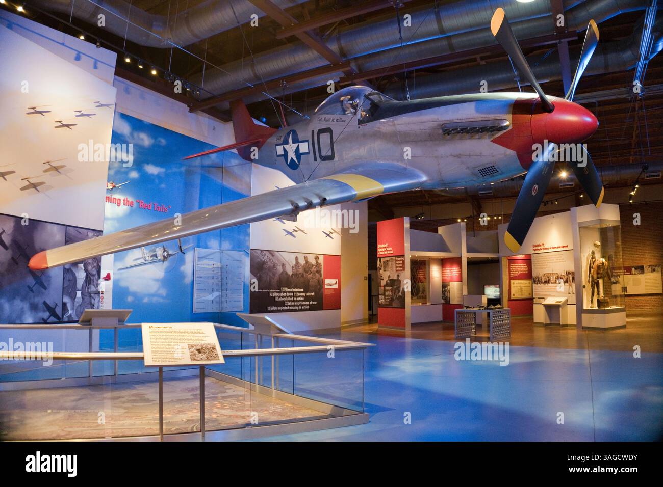 A replica P-51 Mustang fighter airplane is displayed at the Tuskegee ...