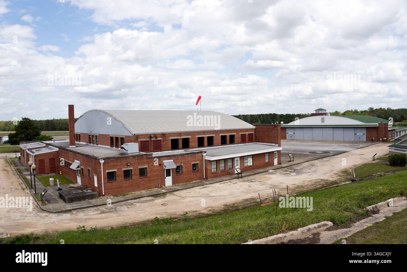 The historic hangars at the Tuskegee Airmen National Historic Site at ...