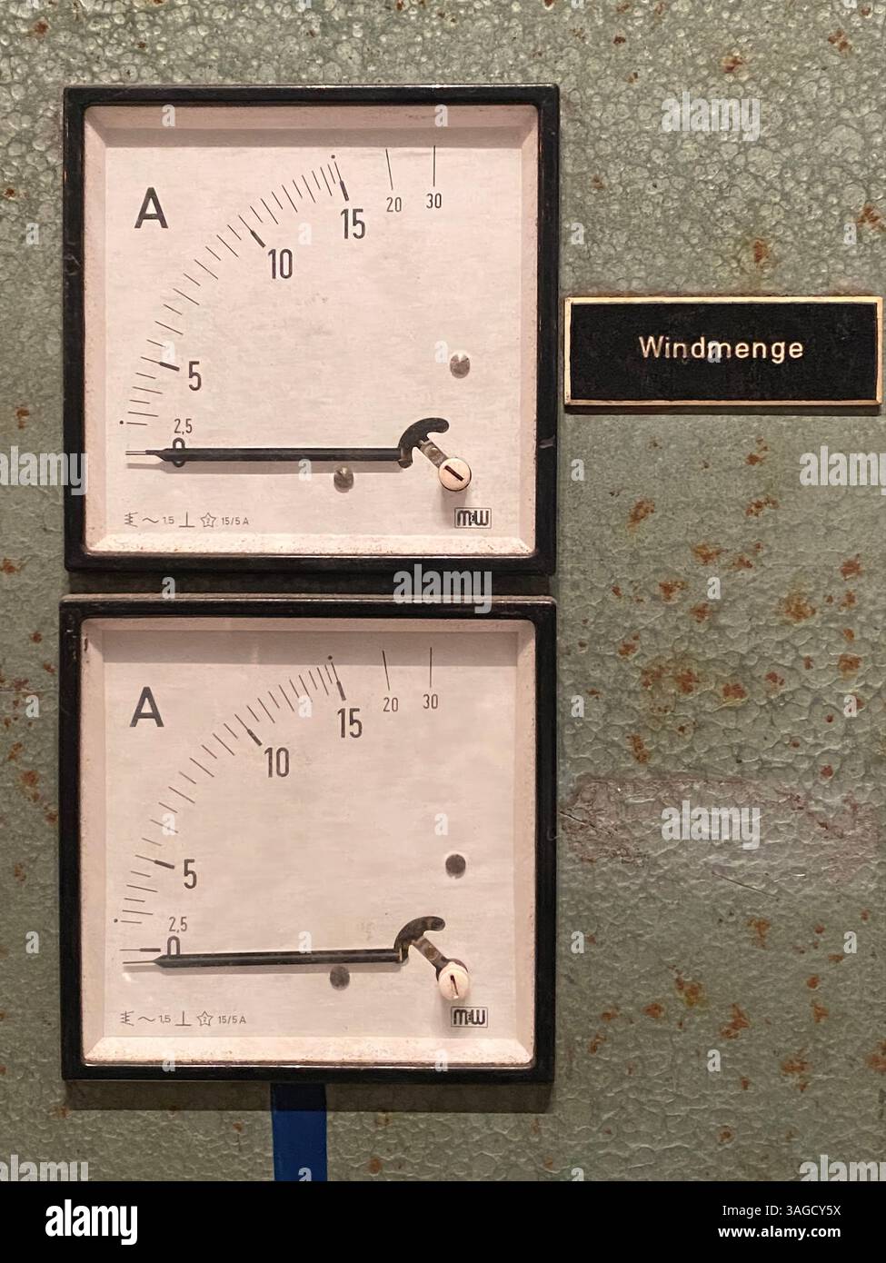 Detail shot of analog gauge interface on induatrial machine Stock Photo ...