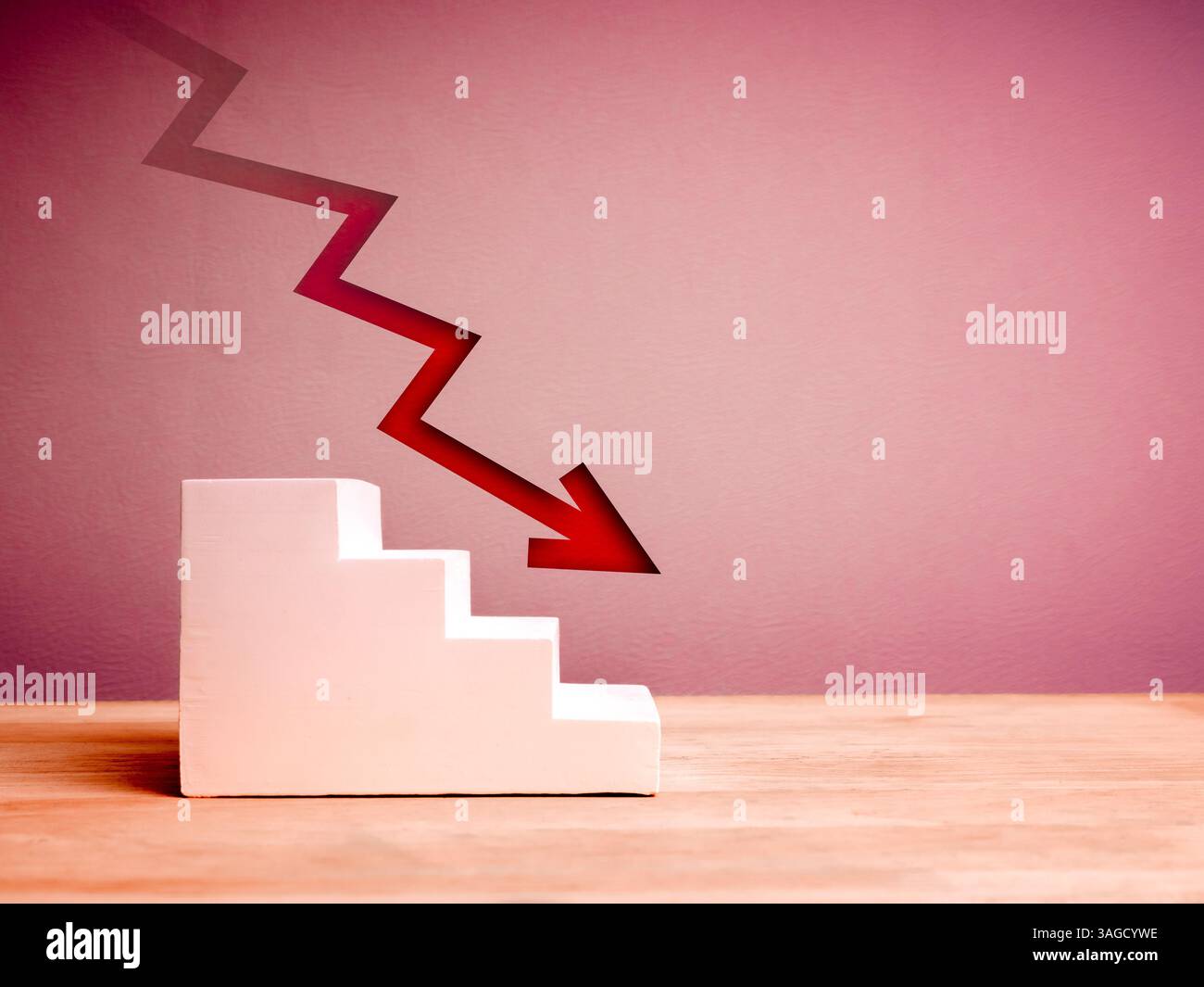 Crisis chart and graph. Economic downturn with decrease arrow on white ...