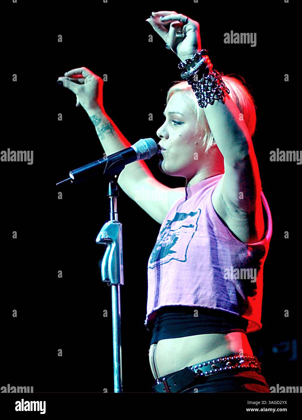 Aug 05, 2002; Mansfield, MA, USA; Pink performs live in concert at The Tweeter Center.. (Credit ...
