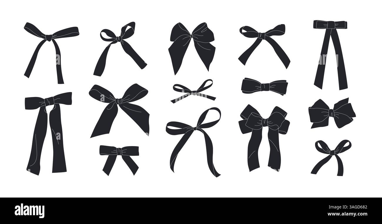 Set of black silhouette bows. Vector elements Stock Vector Image & Art ...