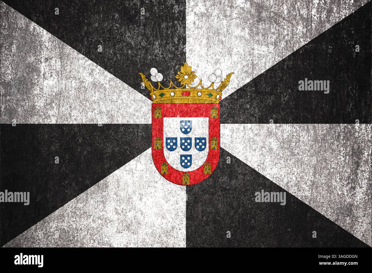 Ceuta State Flag. Dirty Ceuta flag on metal surface. Metal texture ...