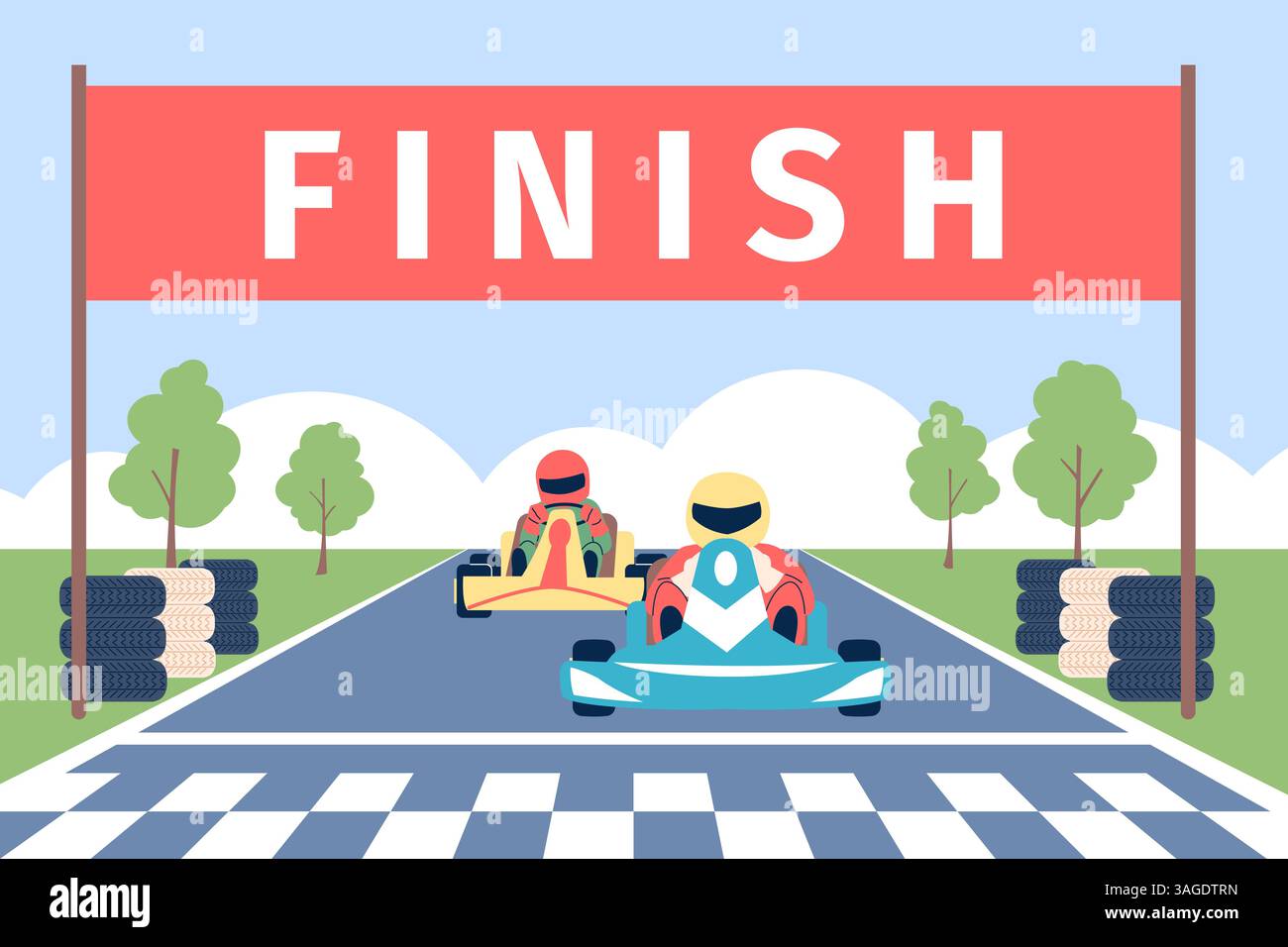 Kart competition. Drivers in mini cars finished, end of championship ...