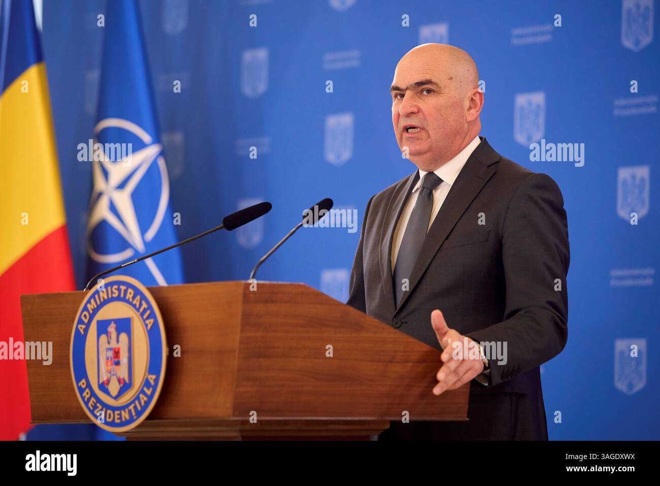 Bucharest, Romania. 8th Apr, 2025: Ilie Bolojan, the interim president ...