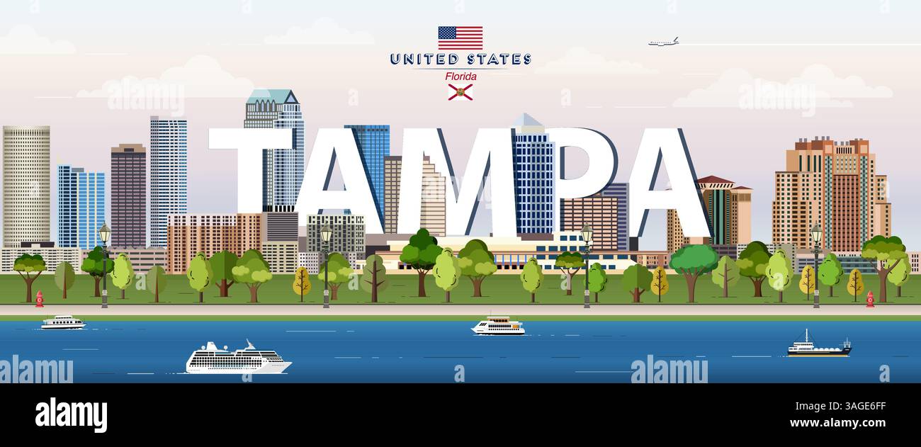 Downtown tampa skyline rooftop view Stock Vector Images - Alamy