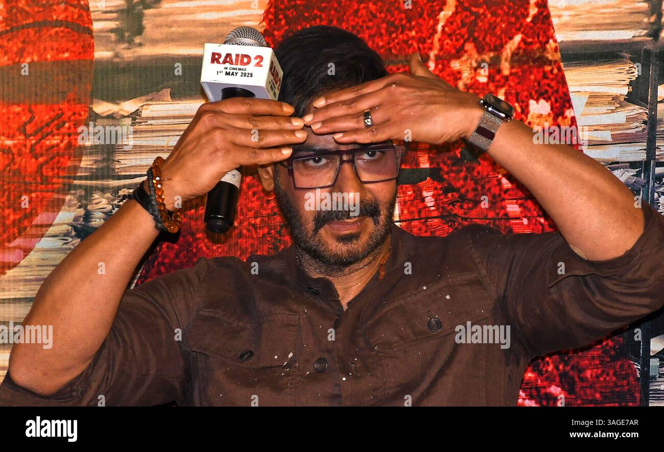 Bollywood actor Ajay Devgn seen during the trailer launch of his ...