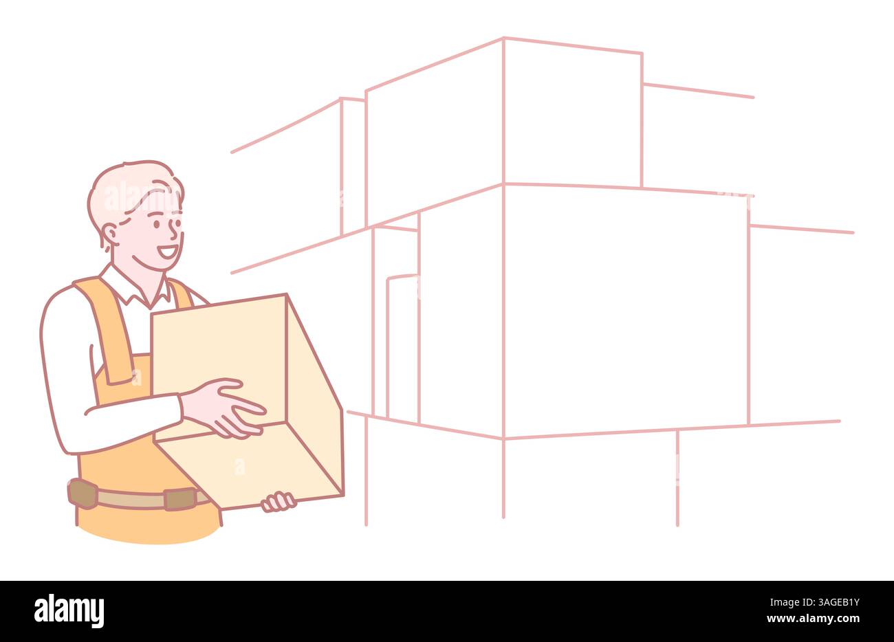 Manual worker box unloading transportation Cut Out Stock Images ...