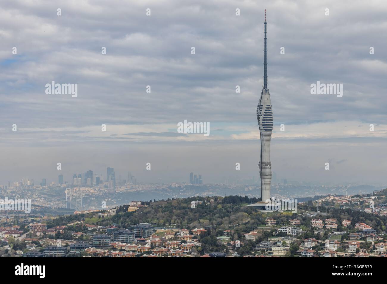 Camlica tower view from above on a cloudy day Stock Photo - Alamy