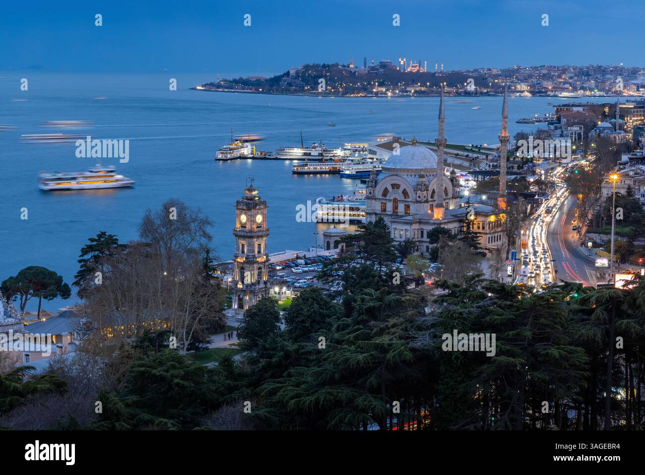 Aerial view of Besiktas and Dolmabahce mosque in Istanbul, Turkiye at ...