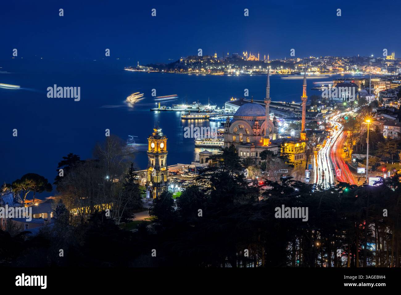 Amazing aerial view of Dolmabahce mosque and Besiktas area in Istanbul ...