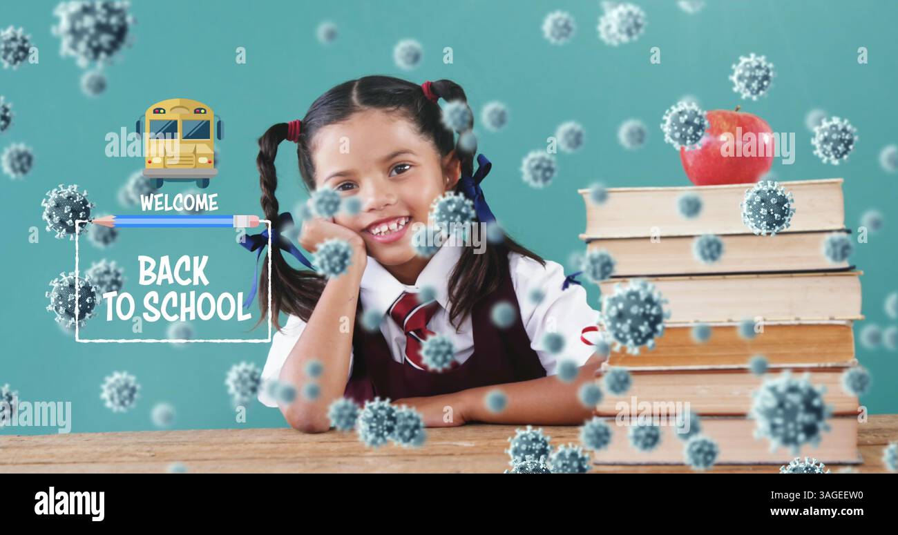 Image of Covid 19 coronavirus cells spinning, with Welcome Back To ...