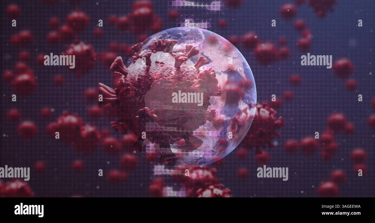 Coronavirus surrounding Earth, highlighting global impact in digital ...