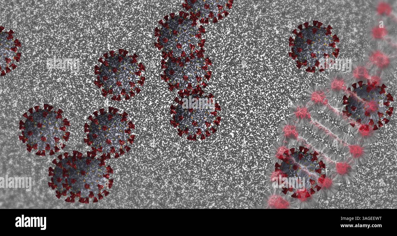 Cell particles and dna strand under microscope, highlighting virus structure Stock Photo - Alamy