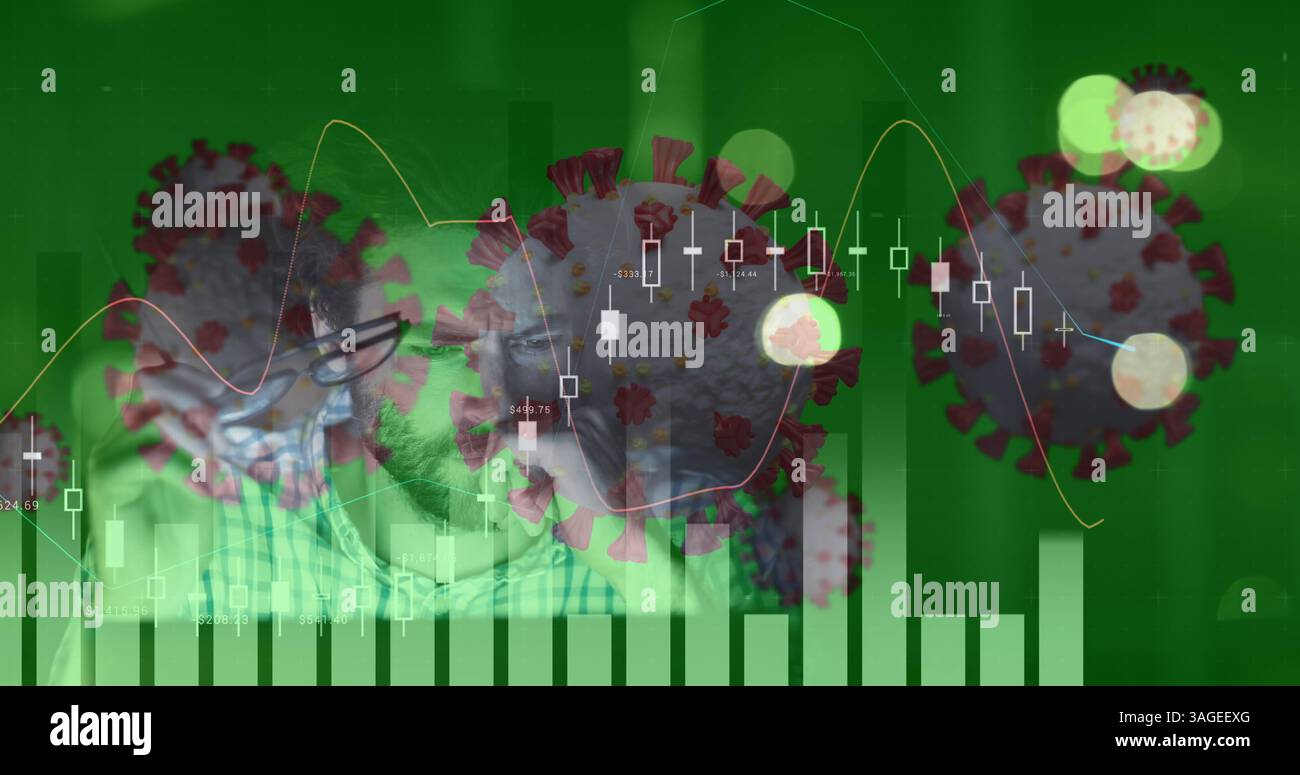 Analyzing stock market graphs, masked individuals with coronavirus ...