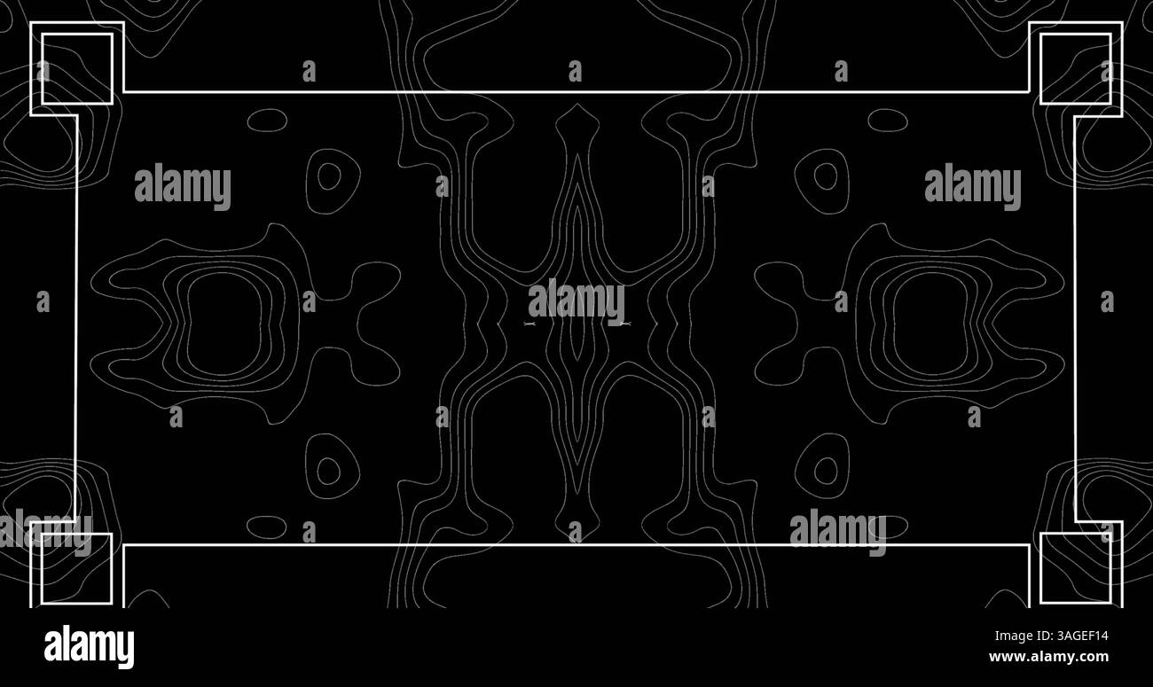 Image of white line frame of interface over thin white lines moving ...