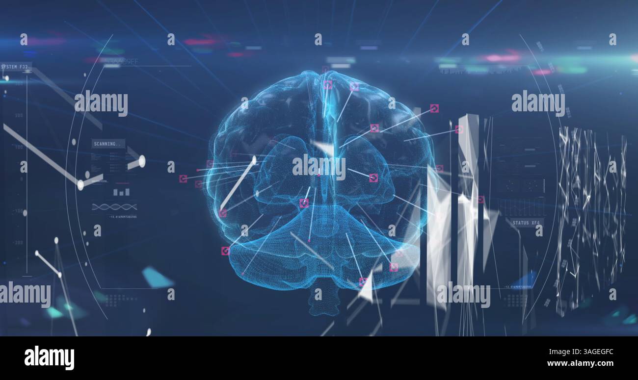 Image of glowing human brain with digital interface data processing Stock Photo - Alamy
