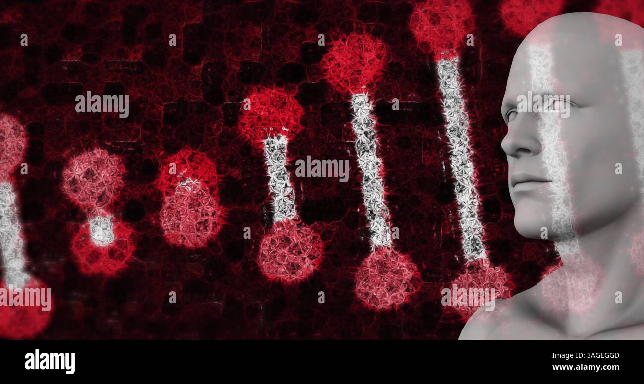 Image of 3d dna strand spinning over human body Stock Photo - Alamy