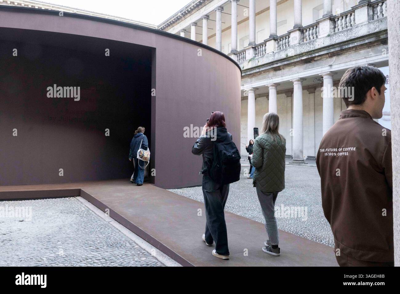 Milano, Ita. 08th Apr, 2025. Palazzo del Senato. Installazione Lavazza "Source of pleasure" by ...