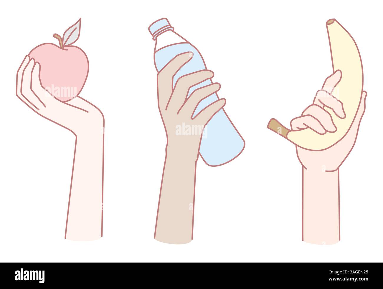 An assortment of healthy snacks and hydration options presented ...