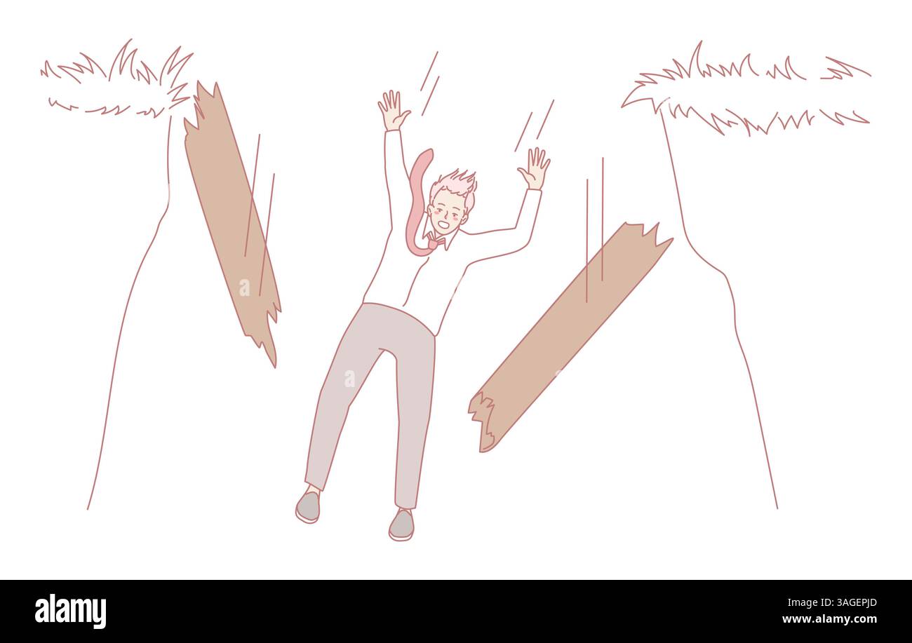 A character is caught in chaos, surrounded by tumbling logs, creating ...