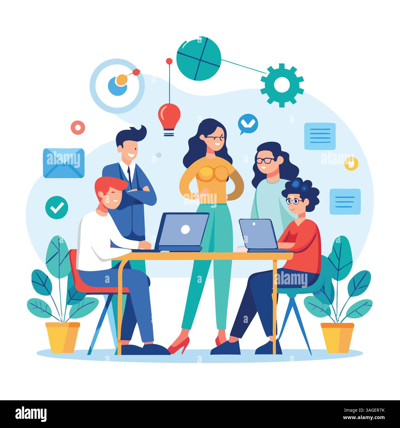 Happy diverse business people walking Stock Vector Images - Alamy